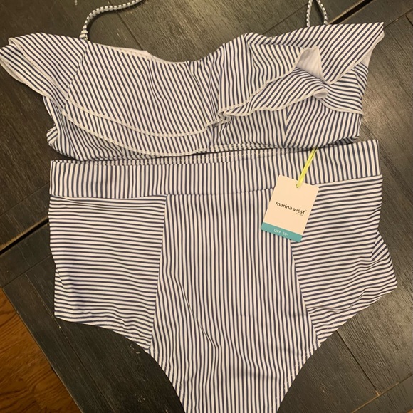 Marina Weet | Swim | Nwt Marina West Blue And White Striped Bikini ...